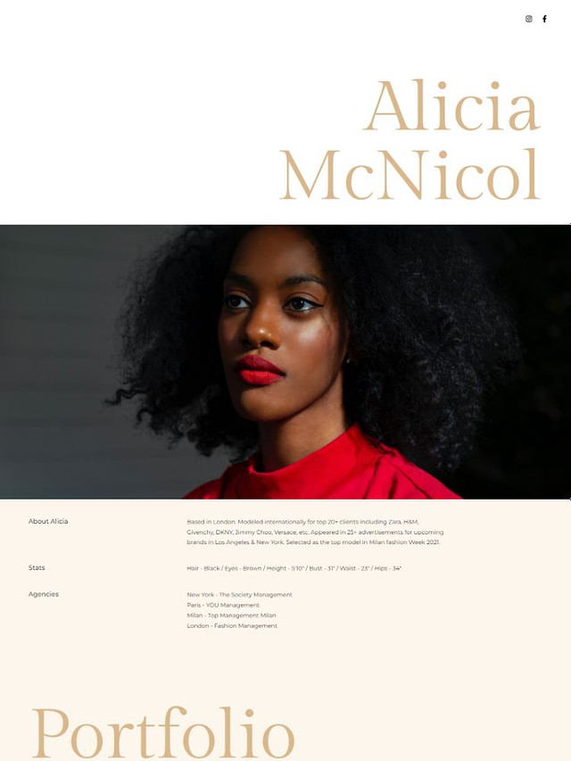 Model Portfolio Templates | Pixpa